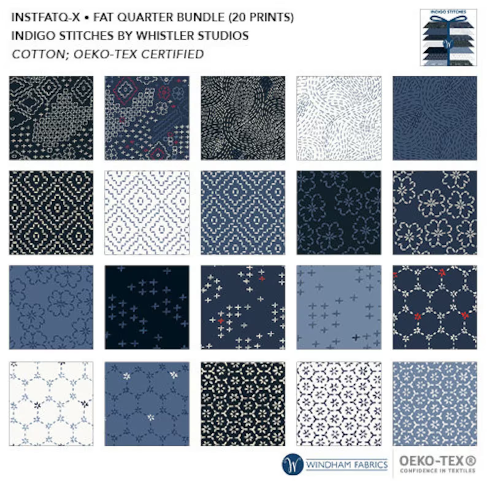 Indigo Stitches Fat quarter – Idee Ago & Filo